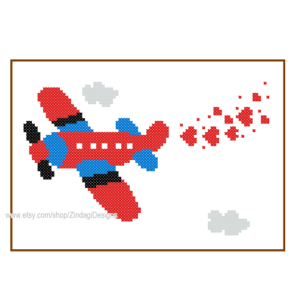 Instant Download airplane Cross Stitch Pattern 3 colour combinations ...