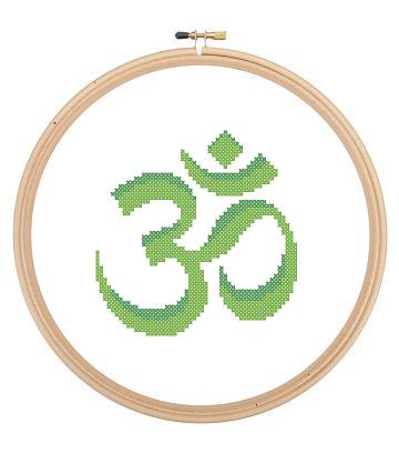Modern Cross Stitch Pattern small Om Symbol Aum Hindu chant meditation ...
